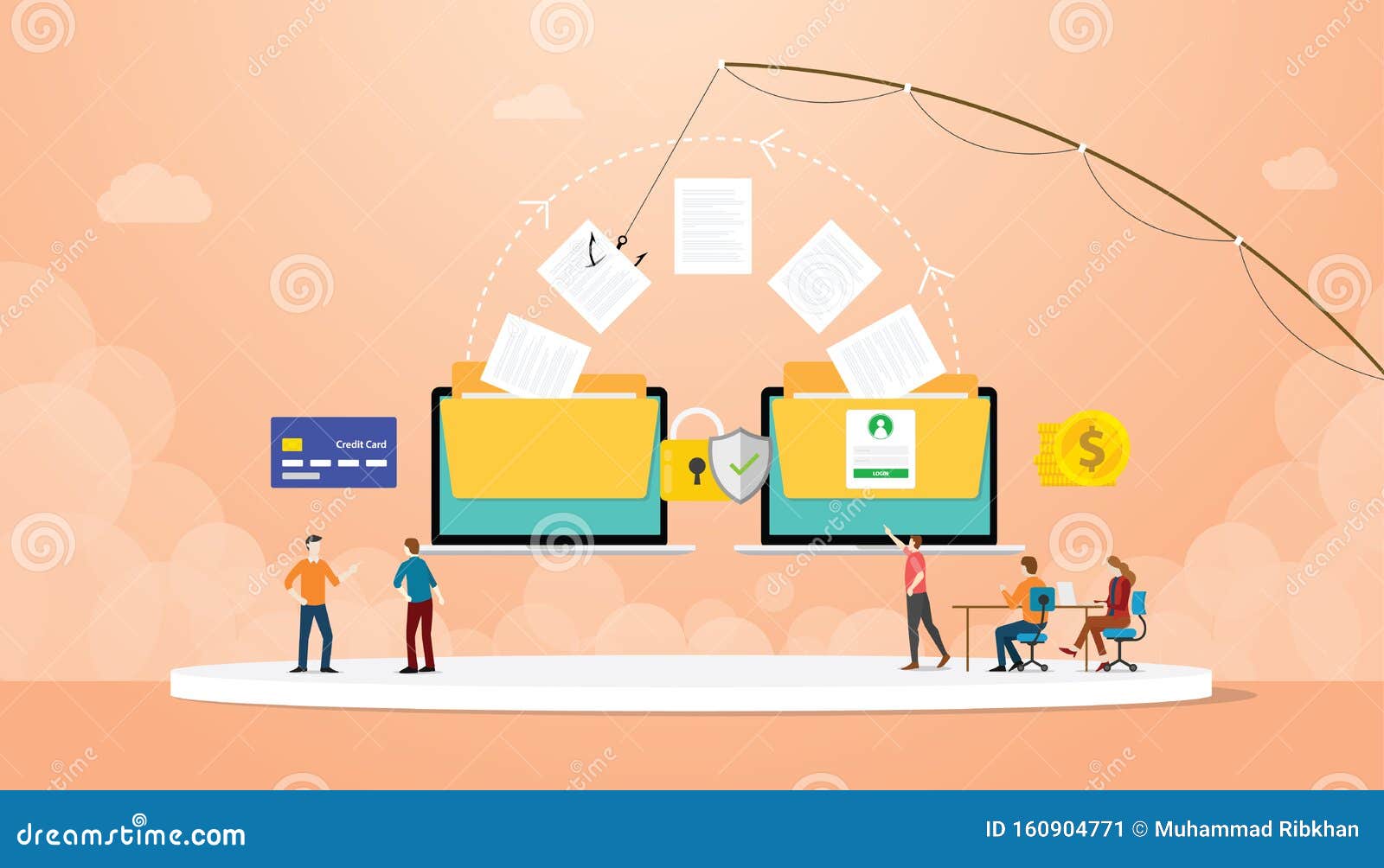 Data Phishing Stealing Information with Bait and Team People Hacker ...