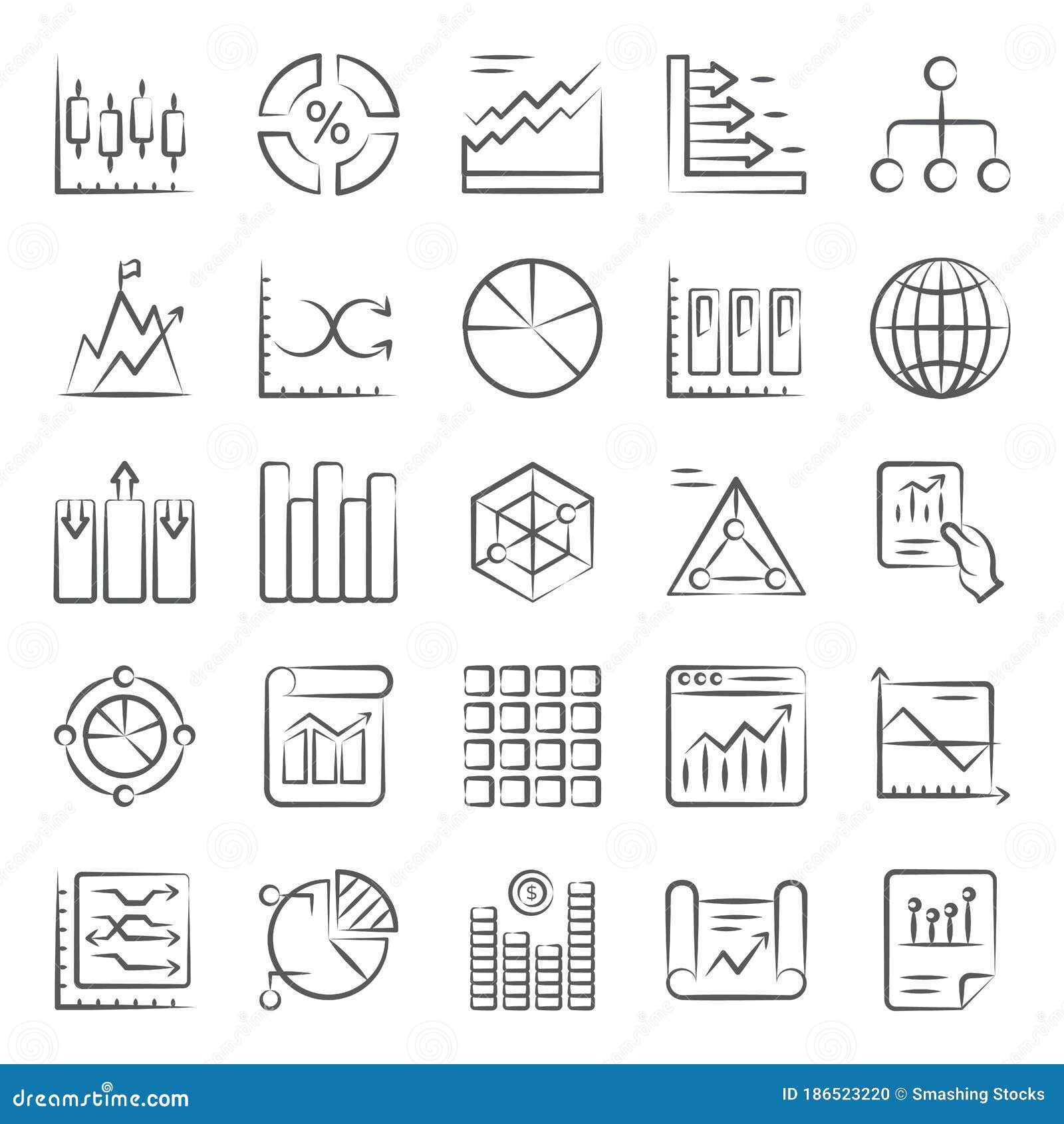 Data Presentation Doodle Icons Pack Stock Vector - Illustration of wave ...