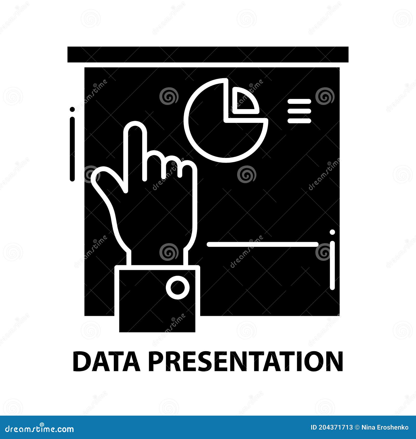 Data Presentation Icon, Black Vector Sign with Editable Strokes ...