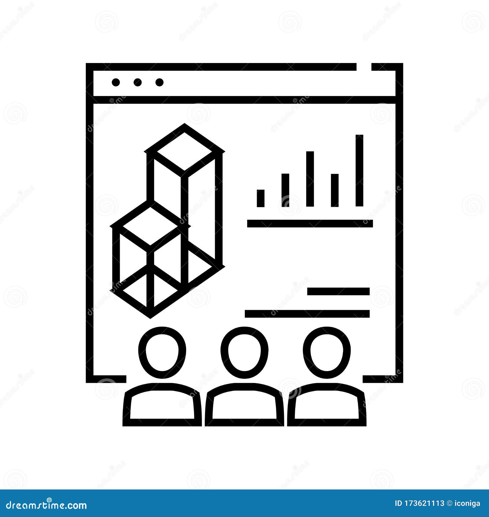 Data Presentation Line Icon, Concept Sign, Outline Vector Illustration ...