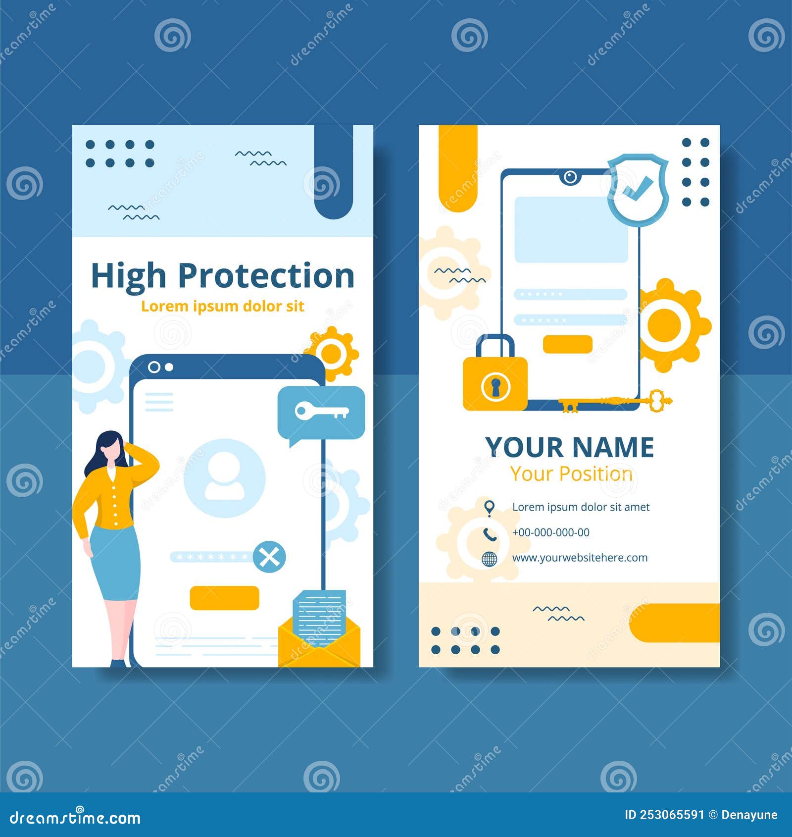 Data Privacy Card Vertical Template Flat Cartoon Background Vector ...