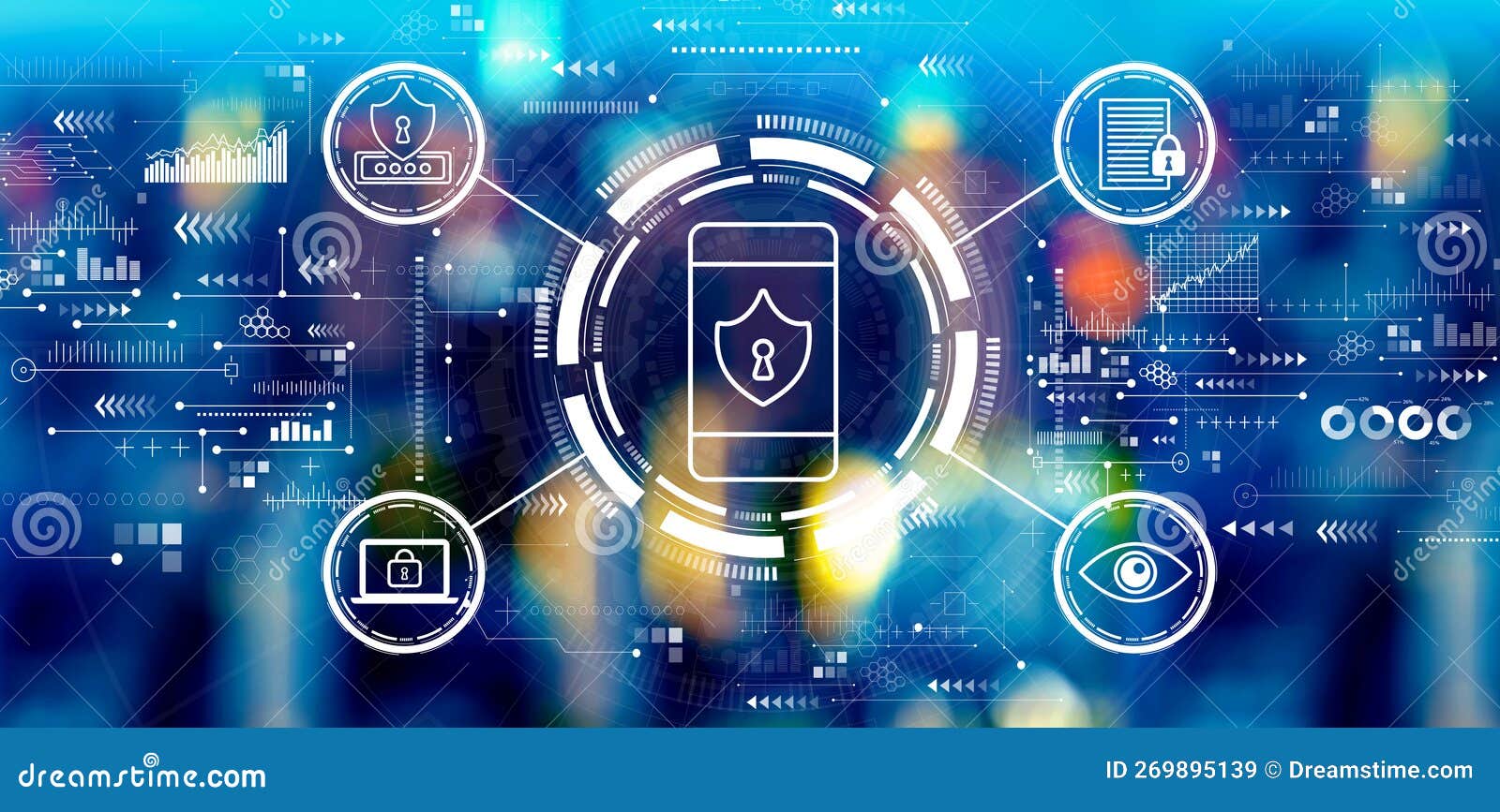 Data Privacy Concept with Big City Lights Stock Image - Image of ...