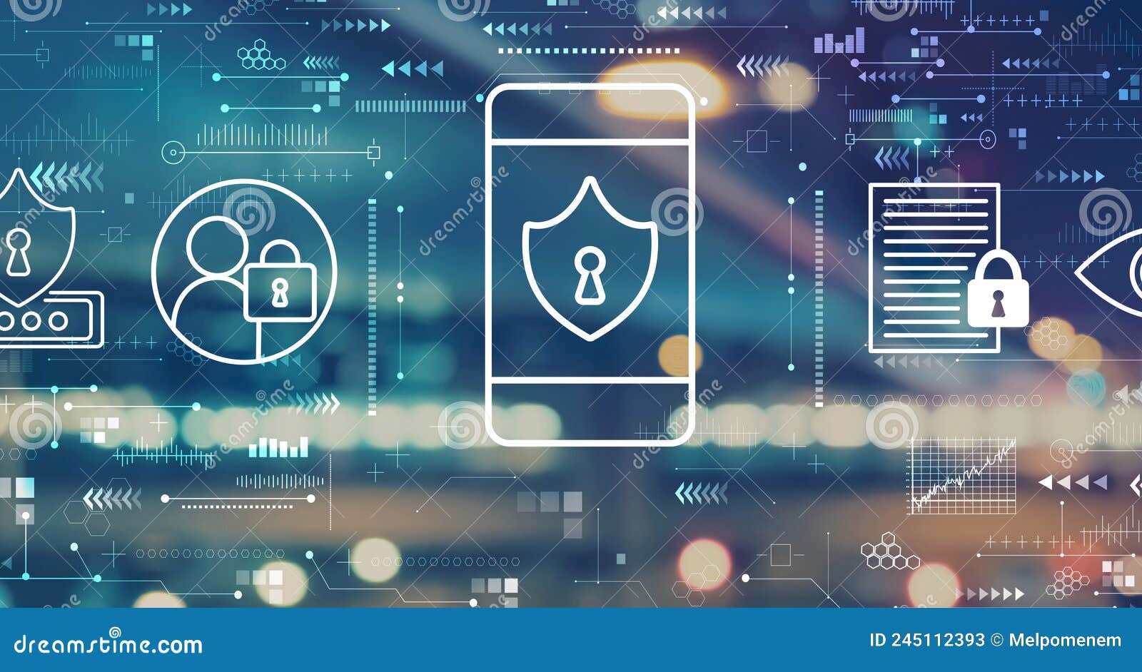 Data Privacy Concept with Blurred City Lights Stock Image - Image of ...