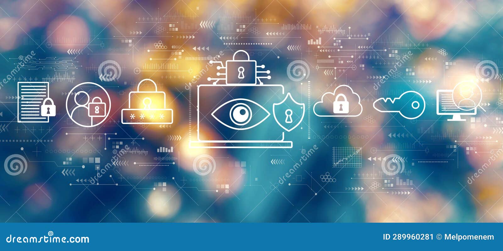 Data Privacy Concept with Blurred City at Night Stock Image - Image of ...