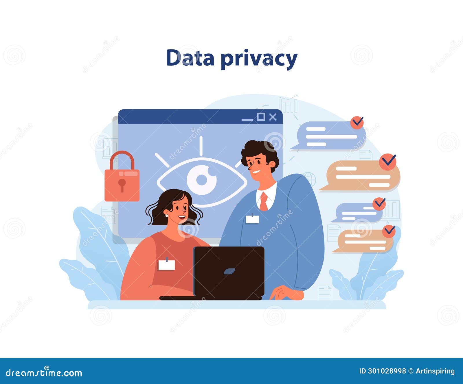 Data Privacy Concept. Flat Vector Illustration Stock Vector ...