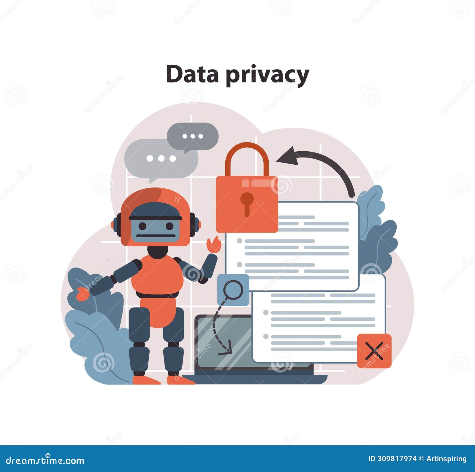 Data Privacy Concept. Flat Vector Illustration Stock Vector ...