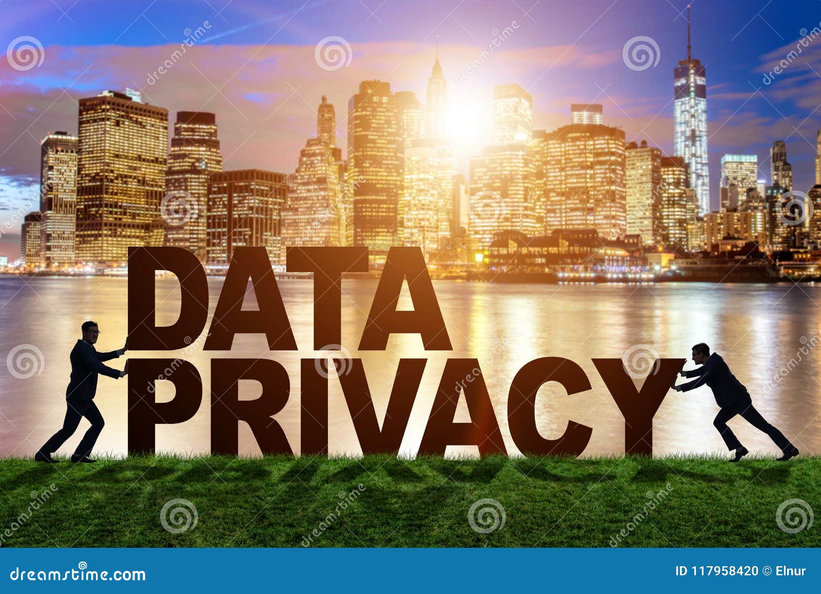 The Data Privacy Concept in Modern it Technology Stock Illustration ...