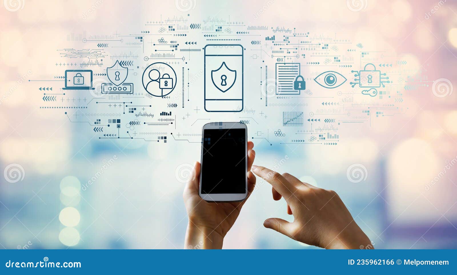 Data Privacy Concept with Person Using Smartphone Stock Photo - Image ...