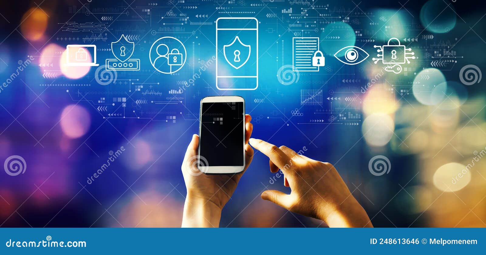 Data Privacy Concept with Person Using Smartphone Stock Photo - Image ...