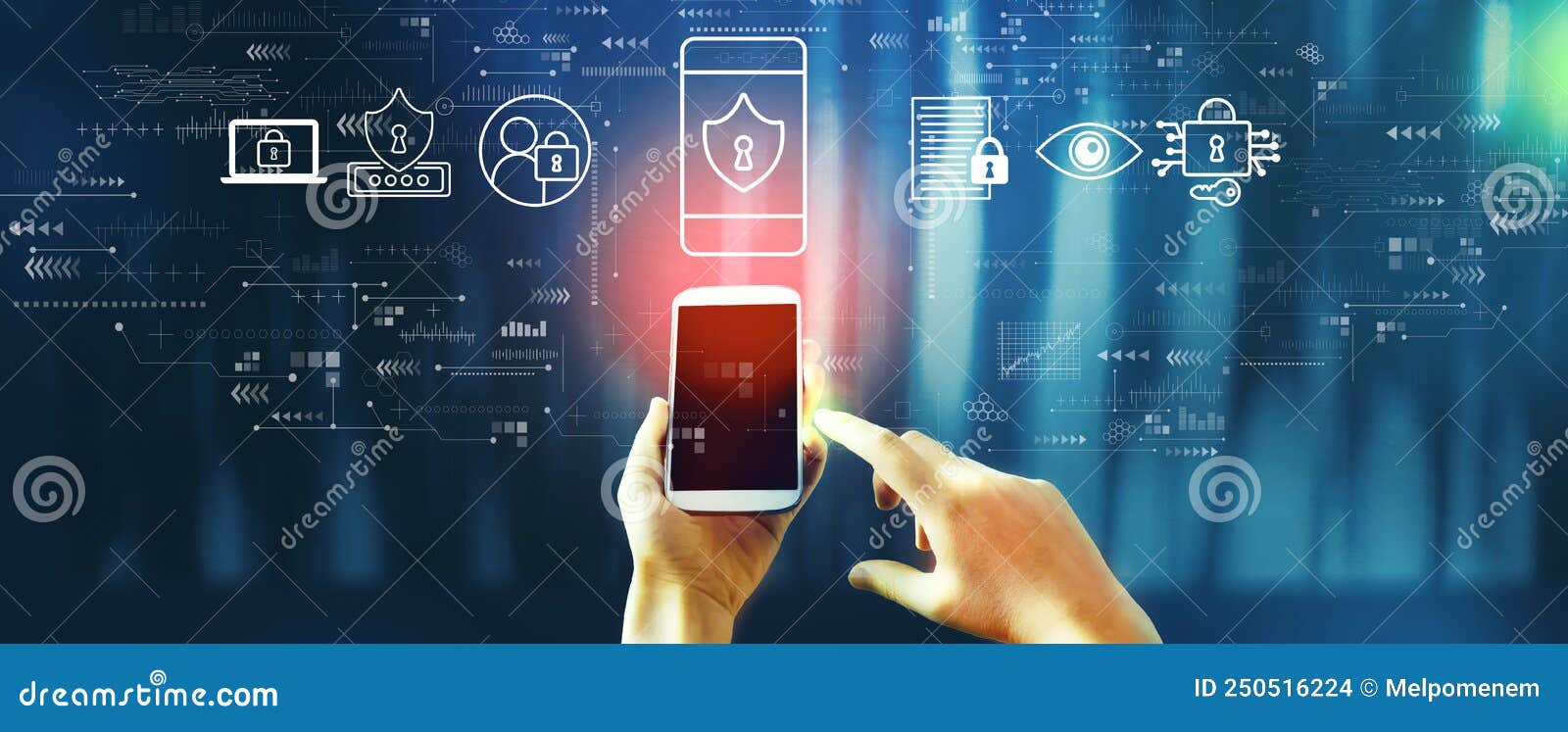 Data Privacy Concept with Person Using Smartphone Stock Photo - Image ...