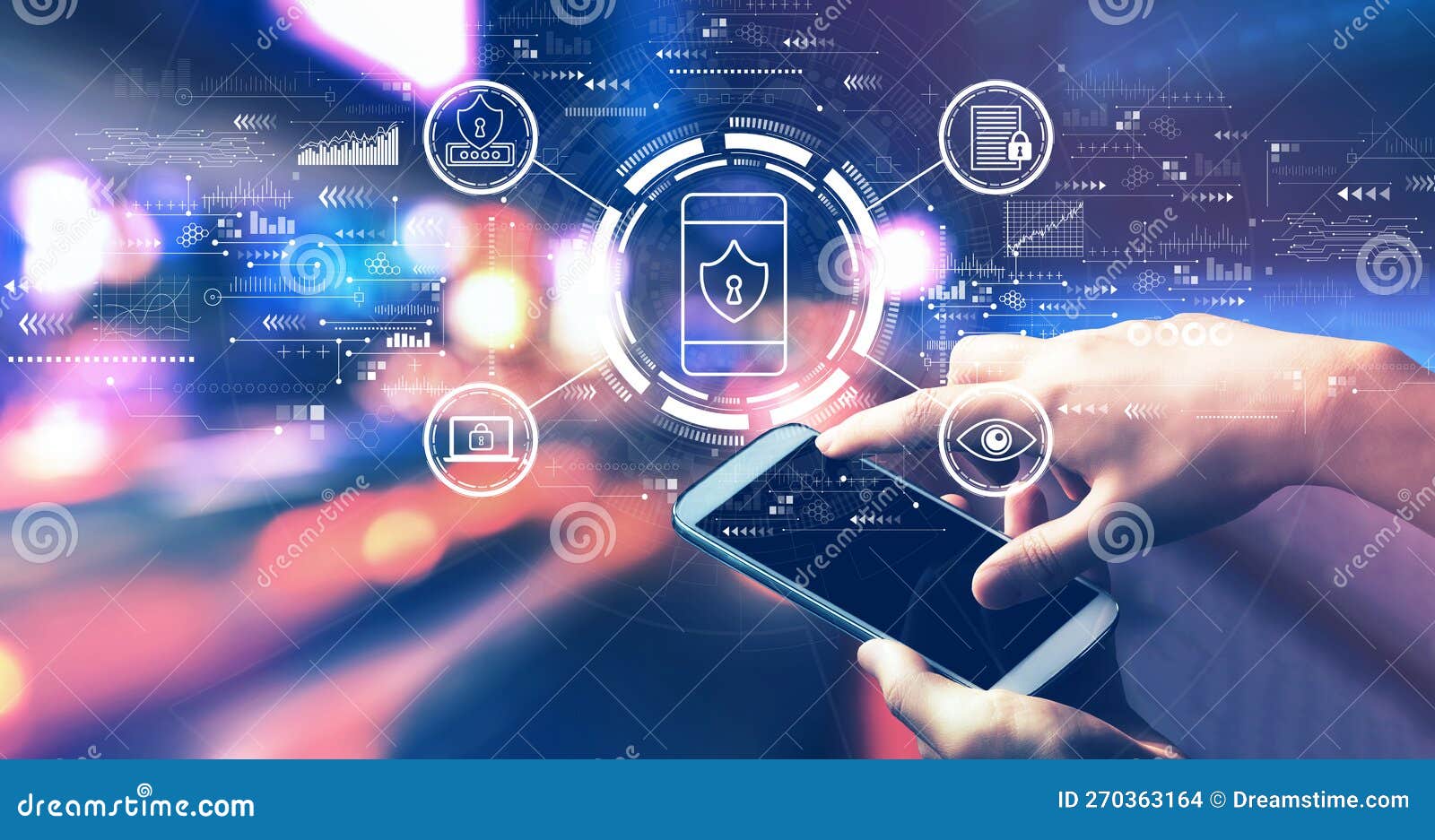 Data Privacy Concept with Person Using a Smartphone at Night Stock ...