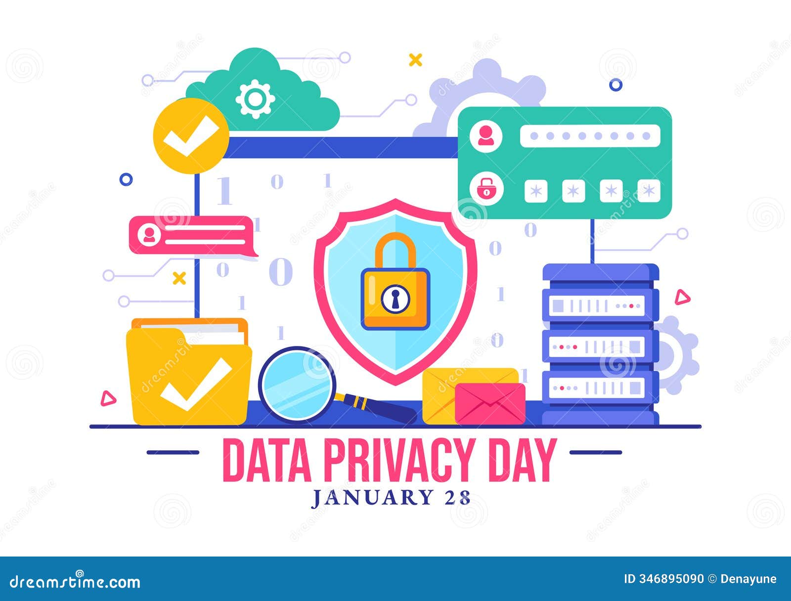 Data Privacy Day Vector Illustration Featuring a Lock on a Screen ...
