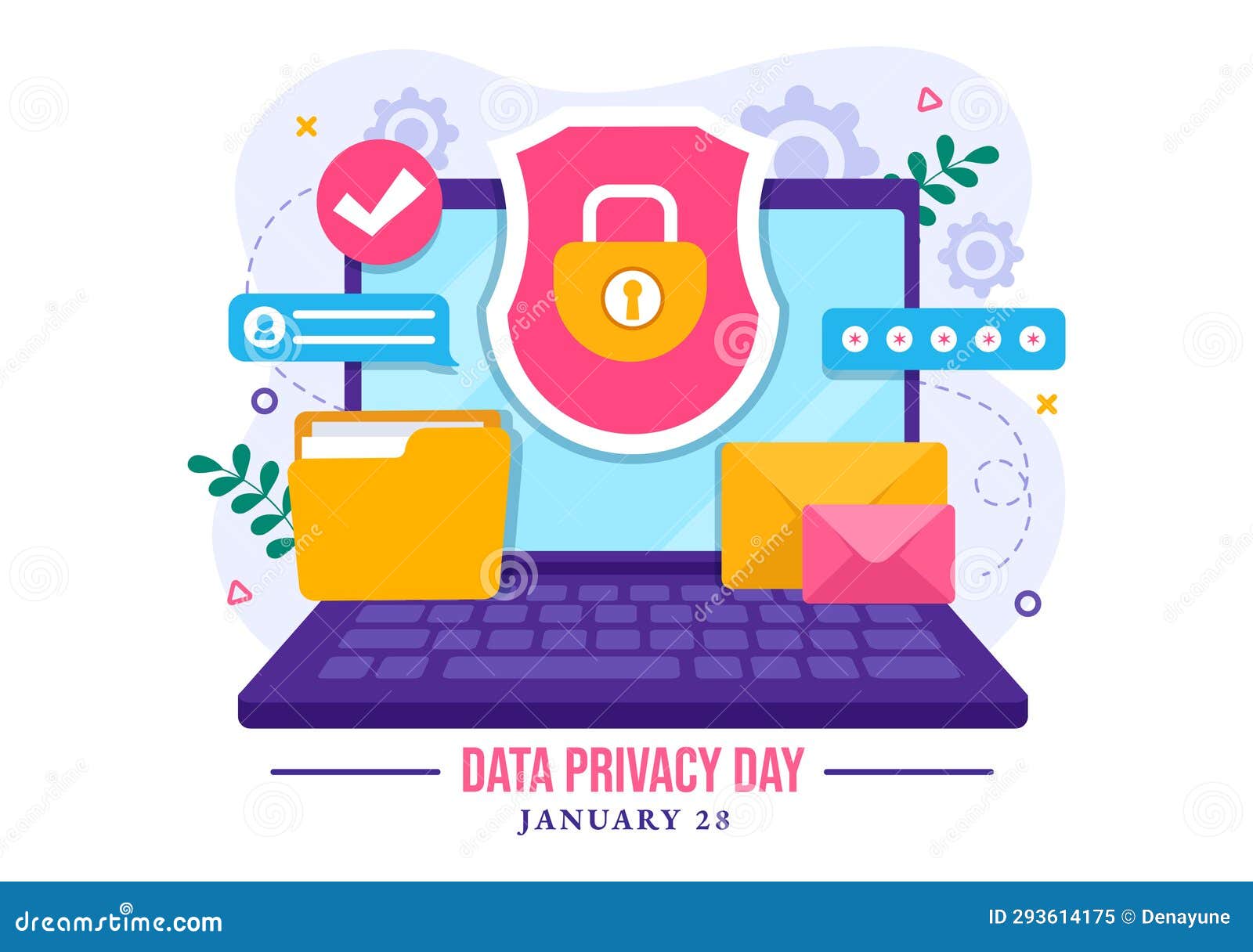 Data Privacy Day Vector Illustration on January 28 with Lock on the ...