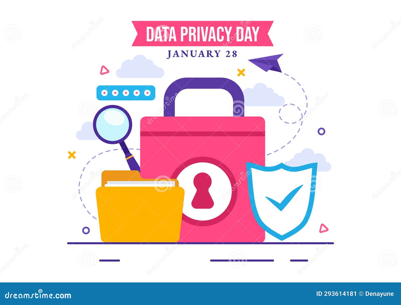 Data Privacy Day Vector Illustration on January 28 with Lock on the ...