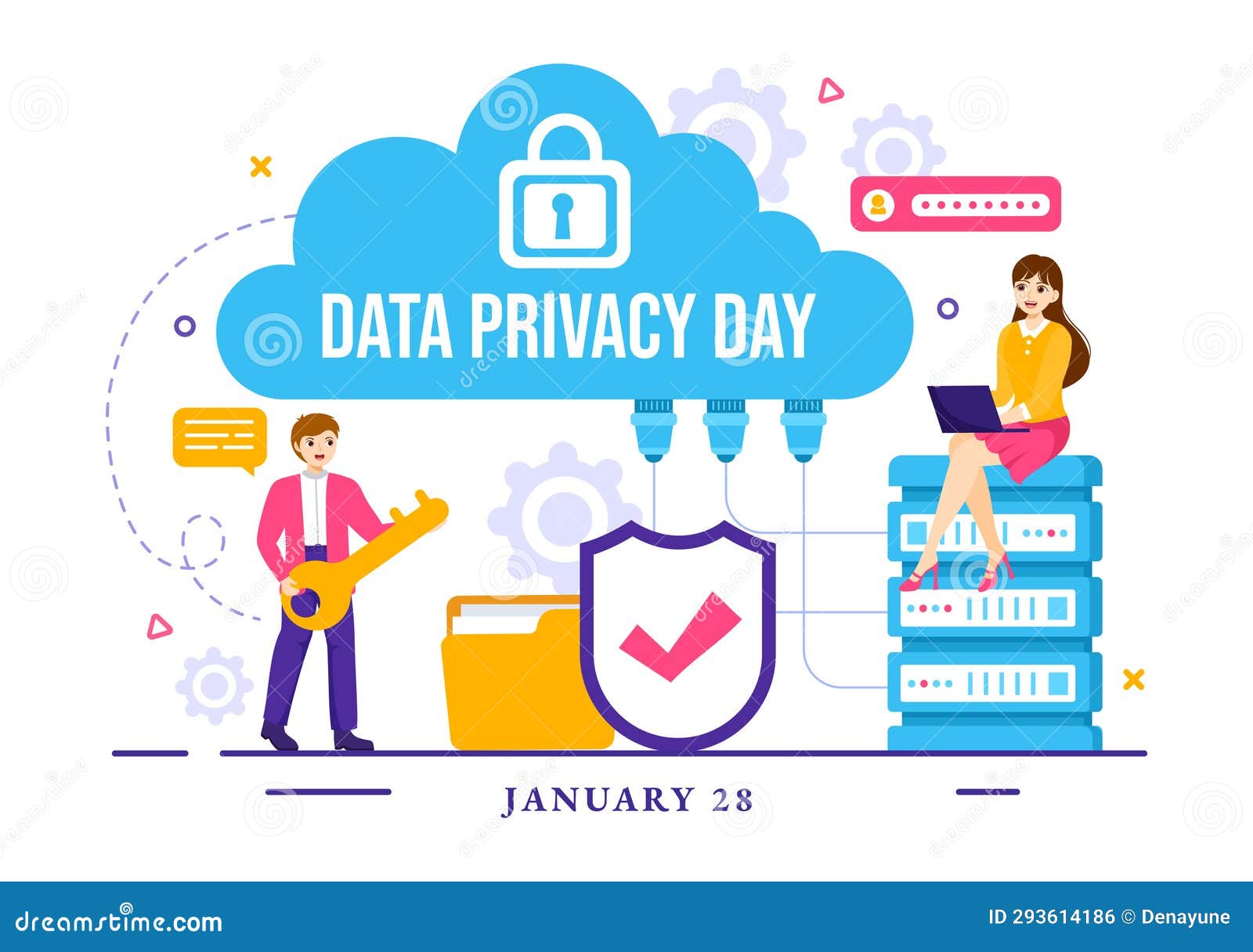 Data Privacy Day Vector Illustration on January 28 with Lock on the ...