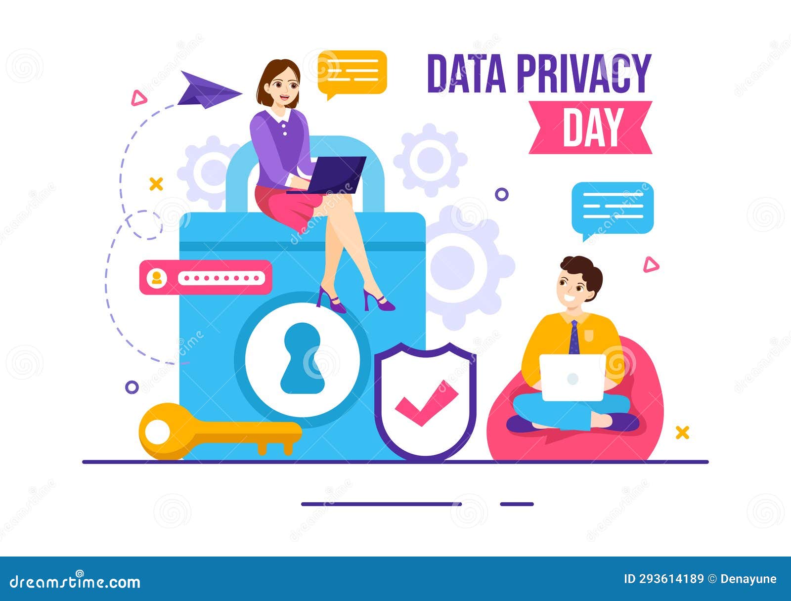 Data Privacy Day Vector Illustration on January 28 with Lock on the ...