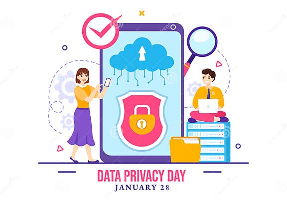 Data Privacy Day Vector Illustration on January 28 with Lock on the ...