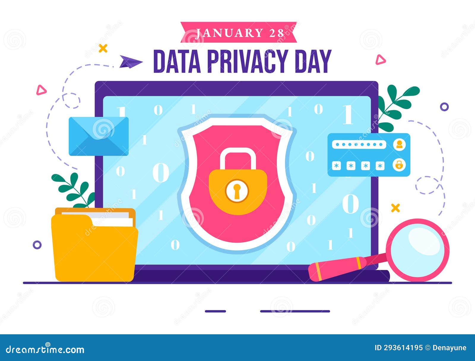 Data Privacy Day Vector Illustration on January 28 with Lock on the ...