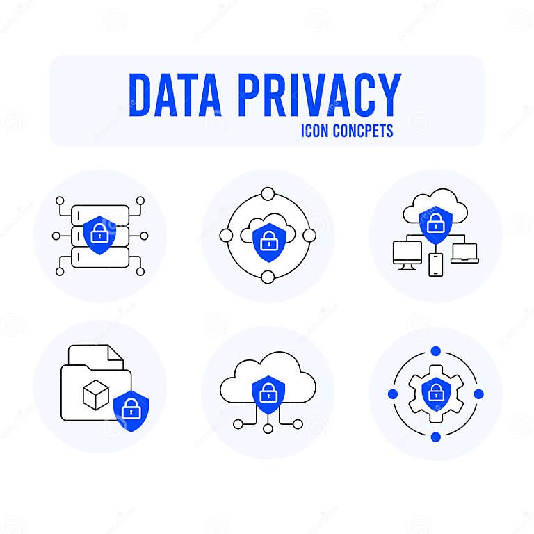Data Privacy Icons.Data Compliance. Data Solutions. Data Regulations ...