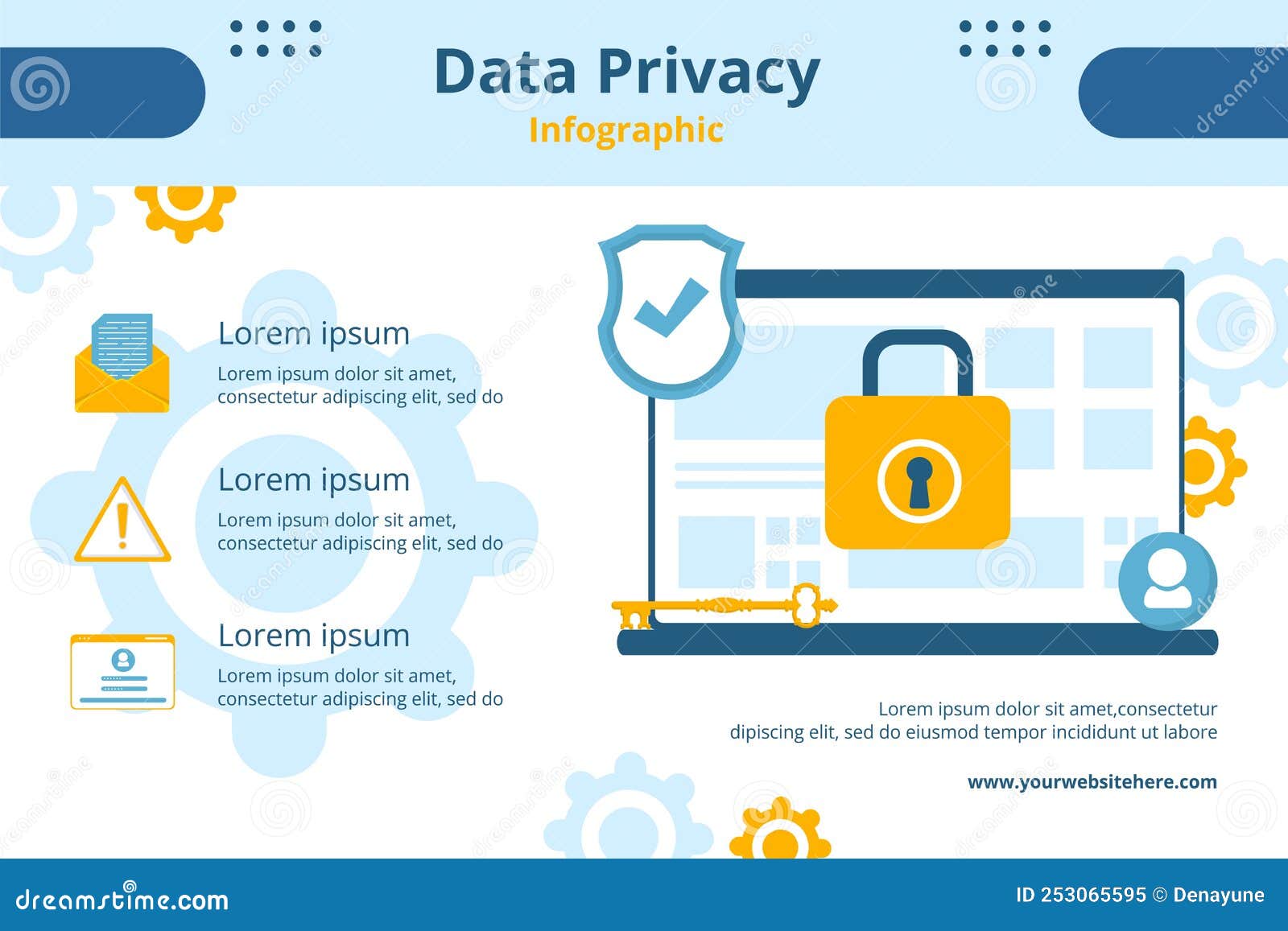 Data Privacy Infographic Template Flat Cartoon Background Vector ...