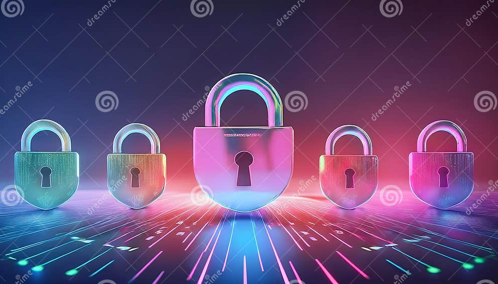 Data Privacy Laws Visualized with Locks and Codes, Digital Background ...