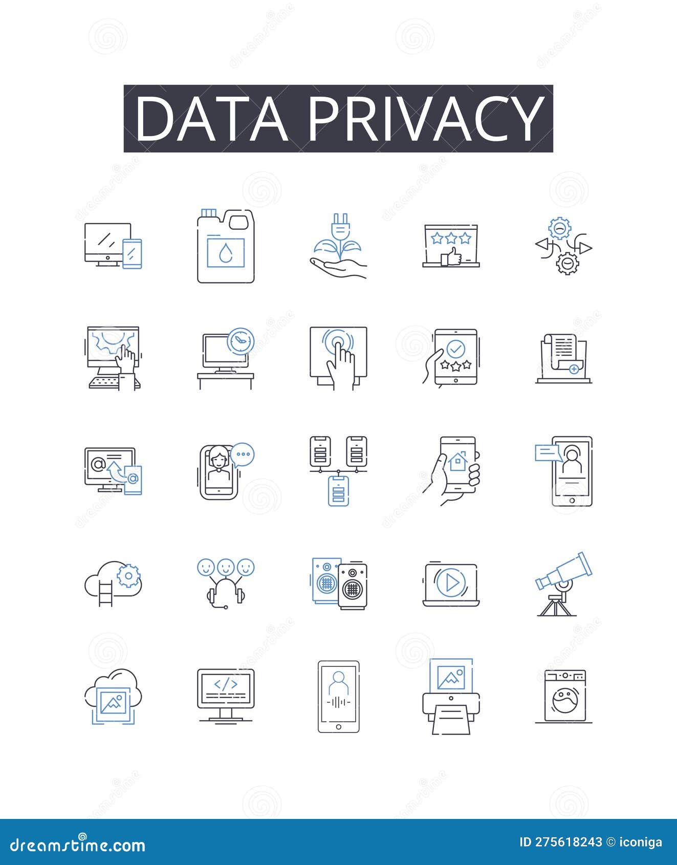Data Privacy Line Icons Collection. Cohesion, Unity, Collaboration ...