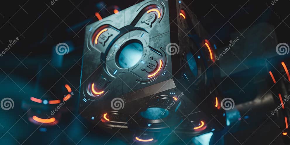 Abstract Concept of Sci-fi Block Cube Stock Illustration - Illustration ...