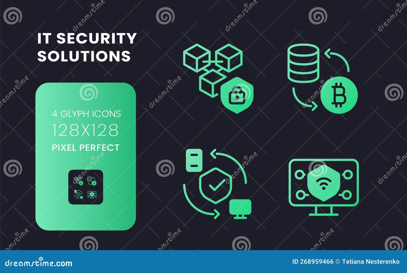 Data Privacy Solutions Green Solid Gradient Desktop Icons Stock Vector ...