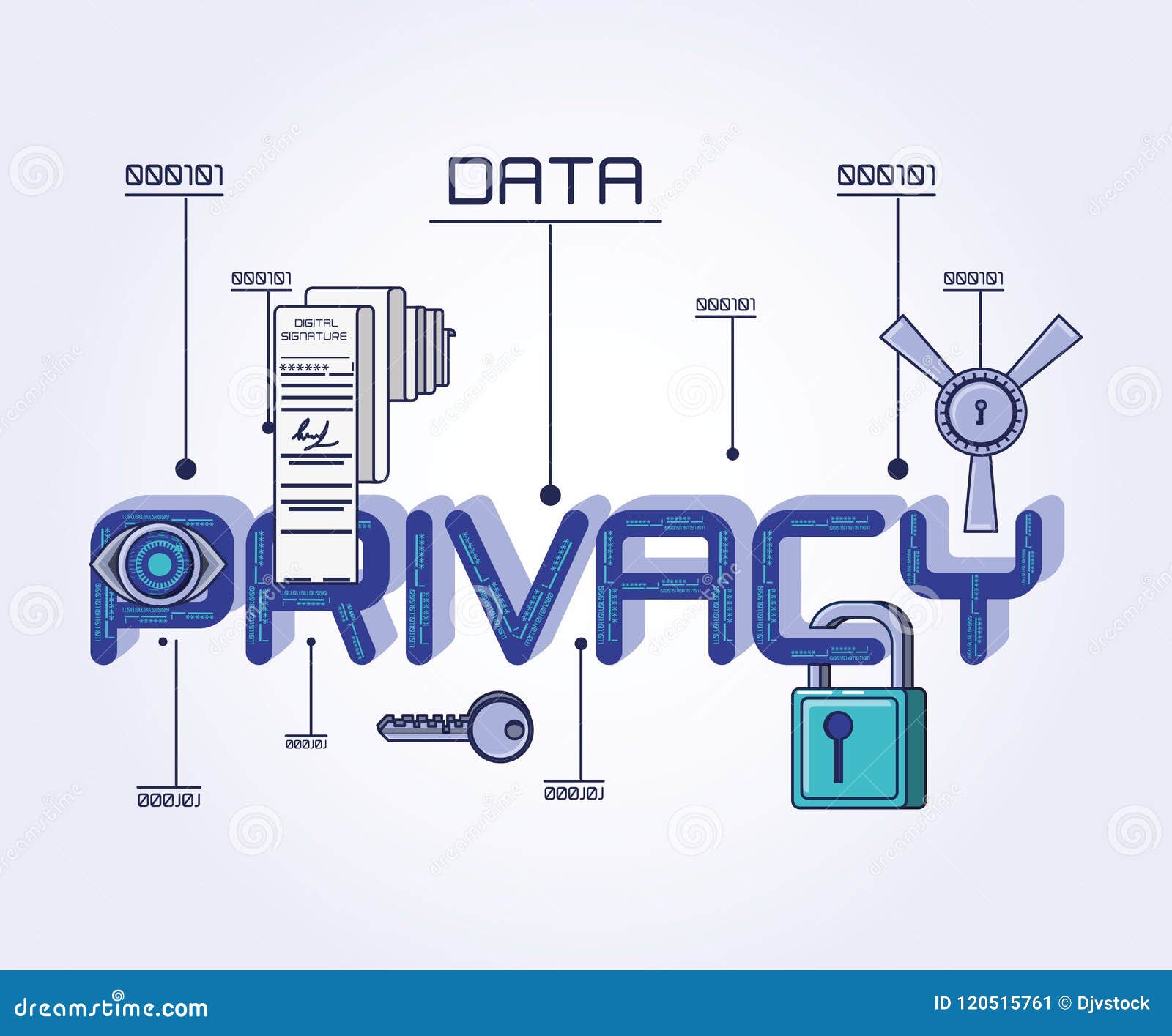 Data Privacy Technology Set Icons Stock Vector - Illustration of ...