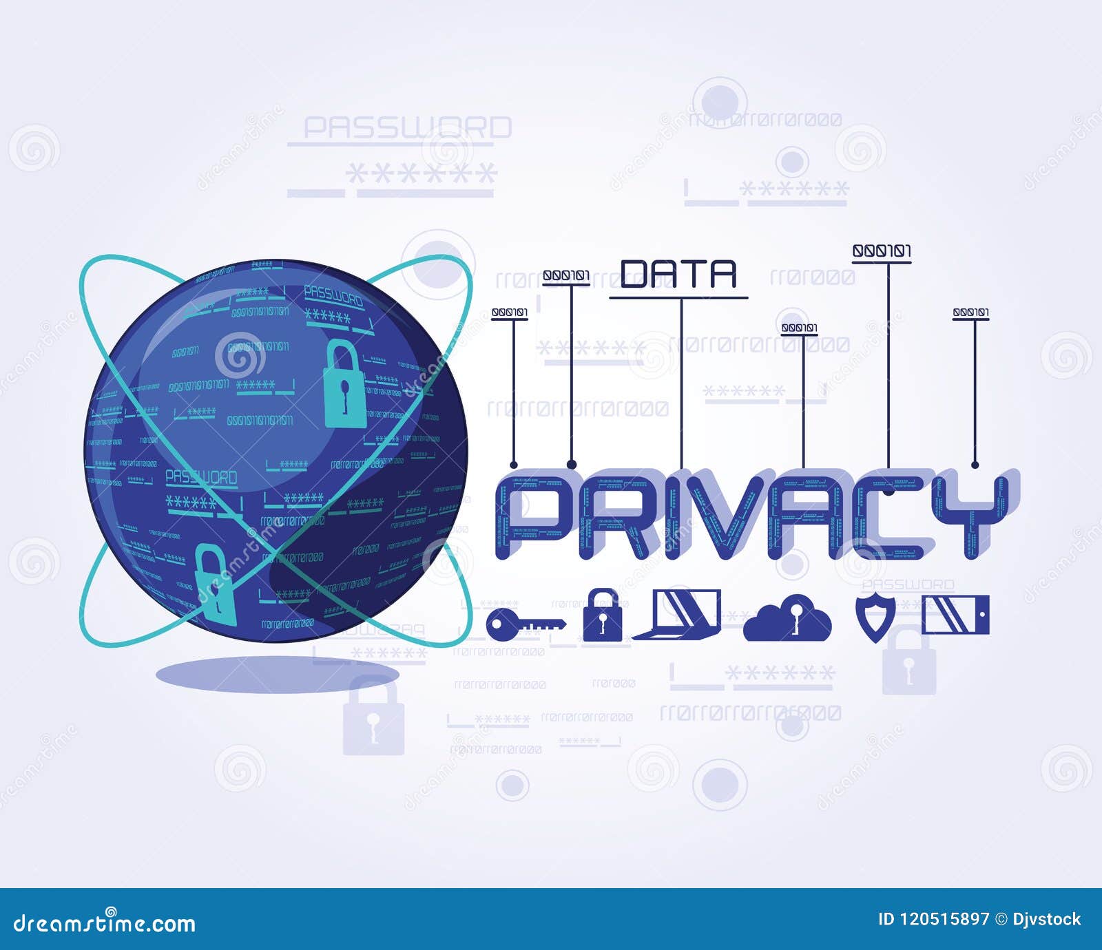 Data Privacy Technology Set Icons Stock Vector - Illustration of ...