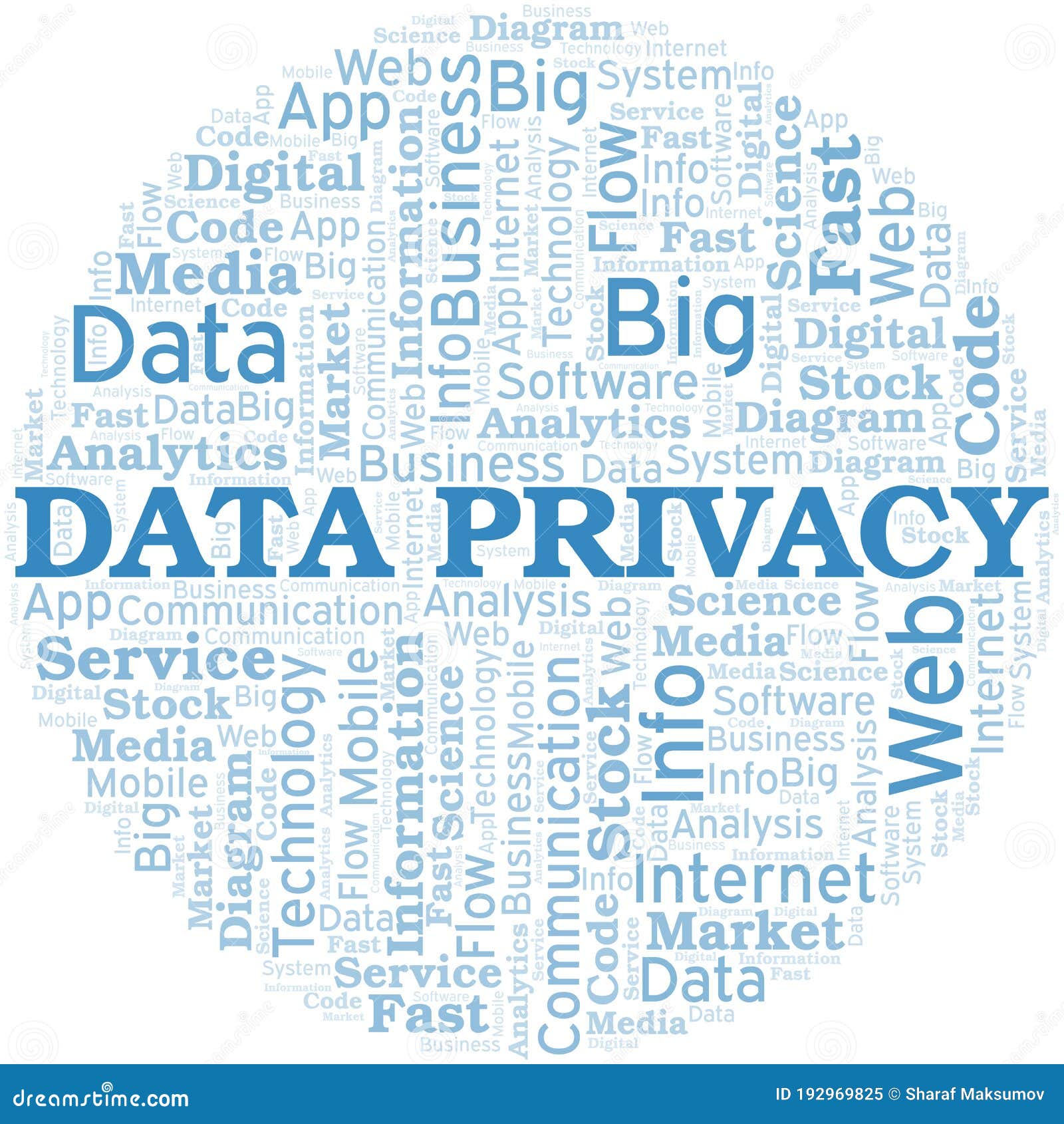 Data Privacy Vector Word Cloud, Made with Text only. Stock Vector ...
