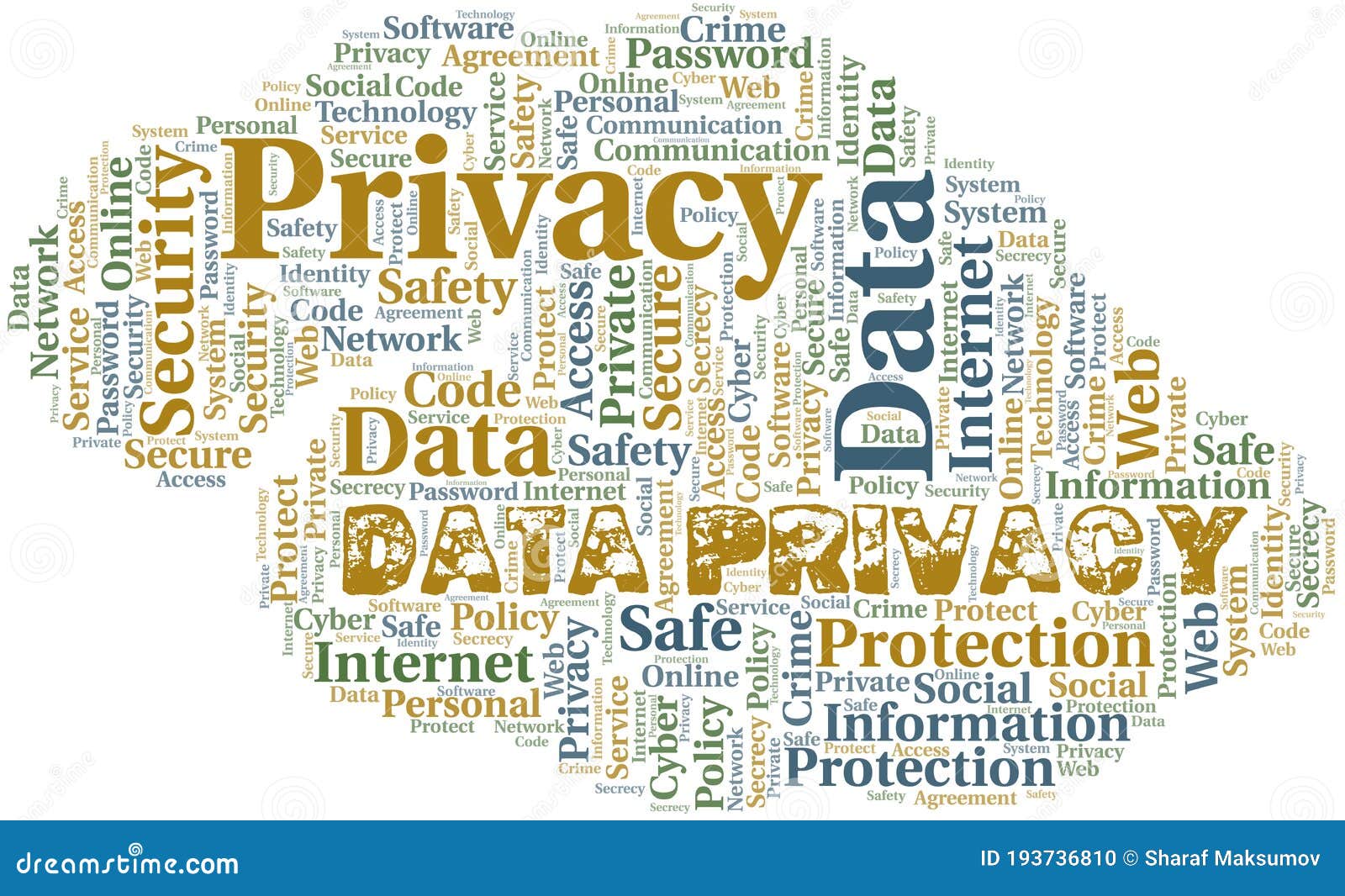 Data Privacy Vector Word Cloud, Made with Text only. Stock Vector ...