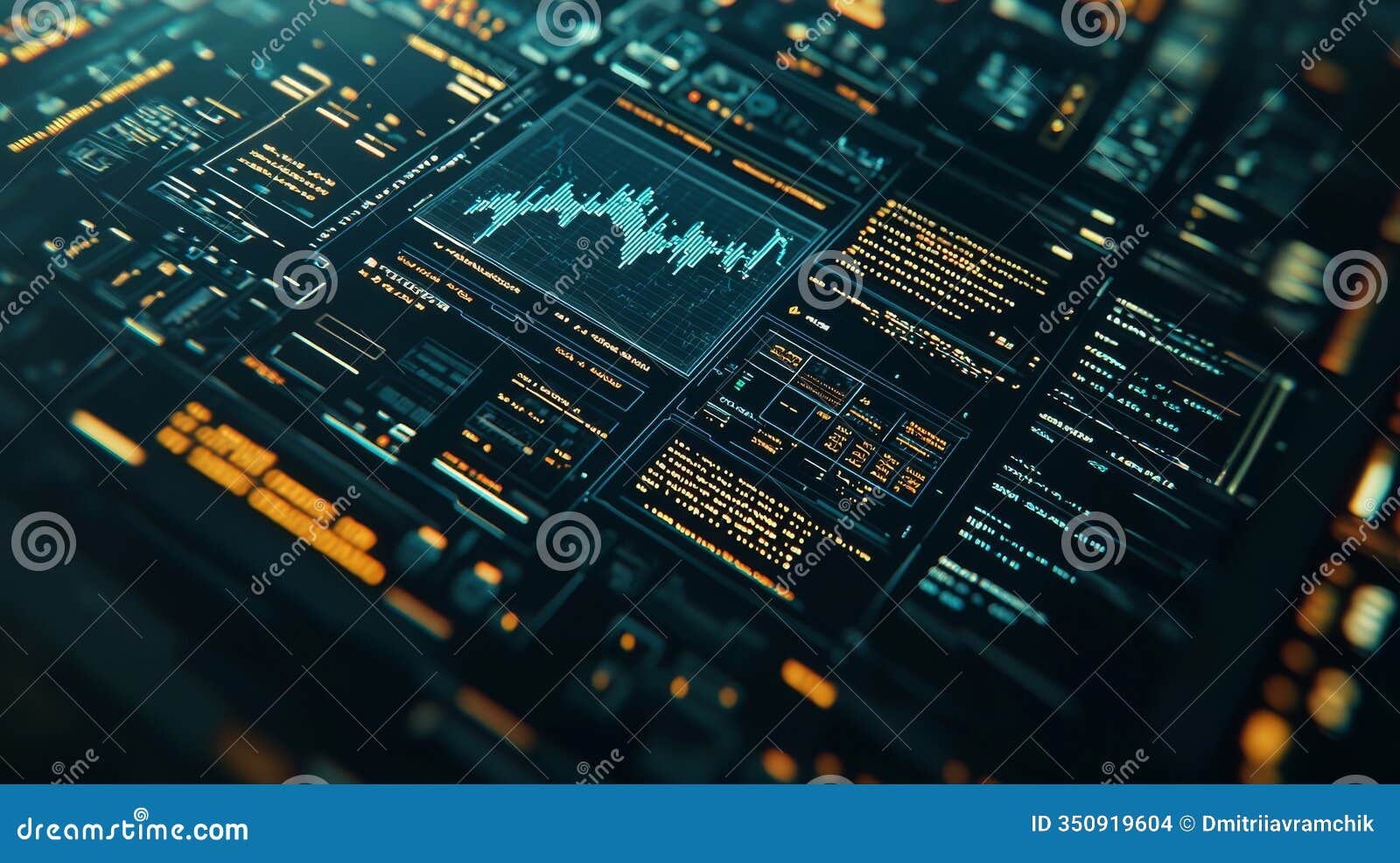 Data Processing Animation Over a Grid Network on a Blue Background ...
