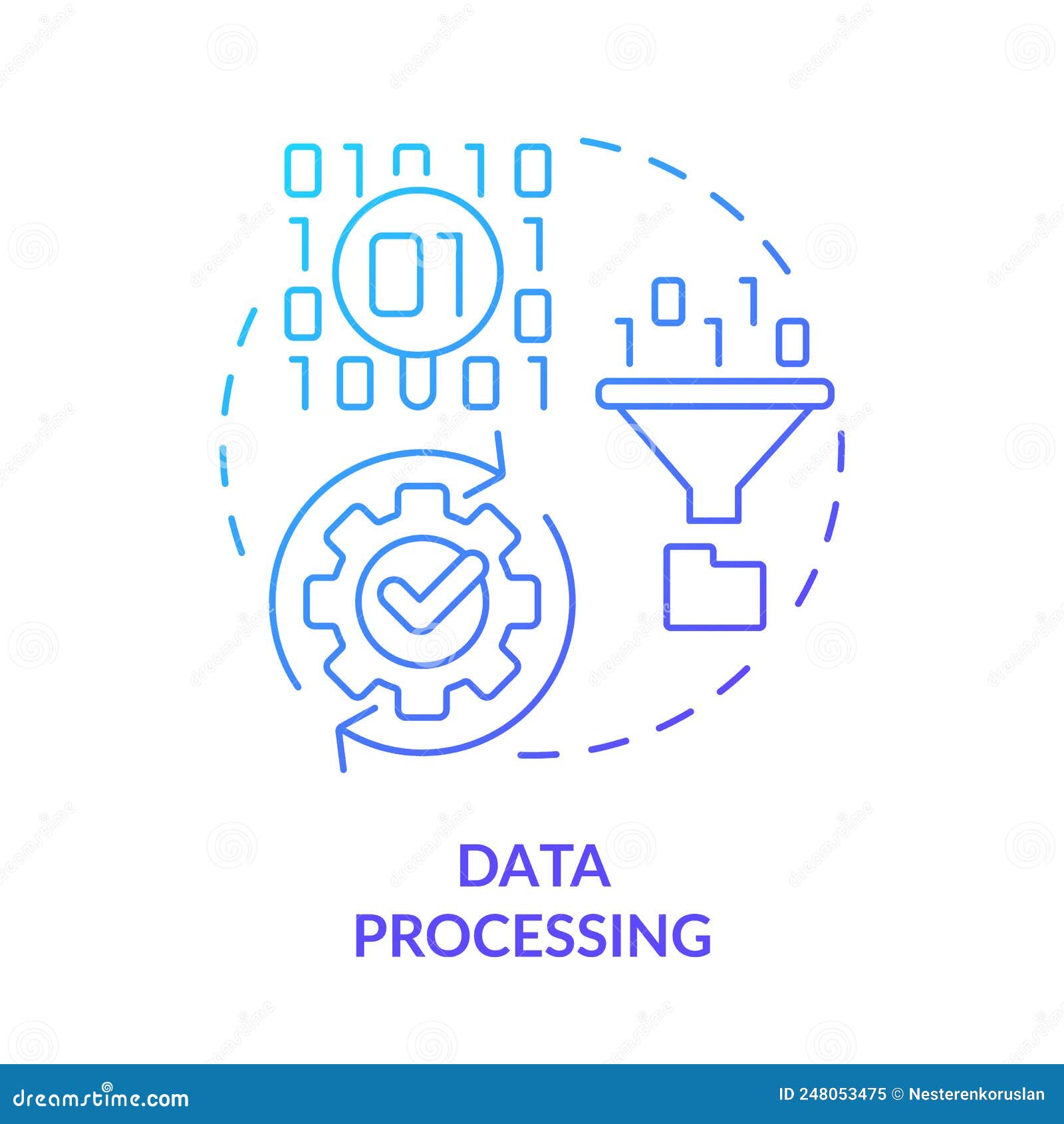 Data Processing Blue Gradient Concept Icon Stock Vector - Illustration of connect, processing ...