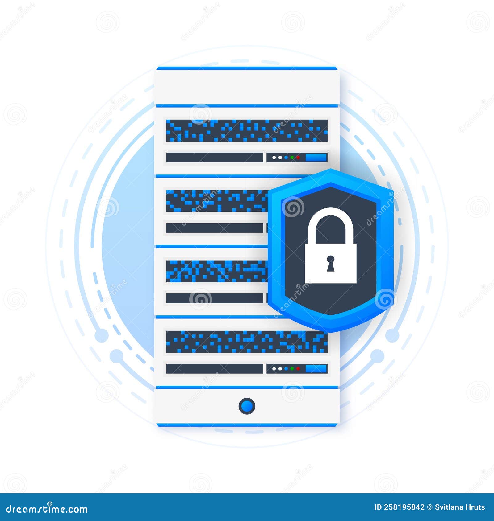 Data Processing Center Protected. Database Secure Concept. Connecting ...