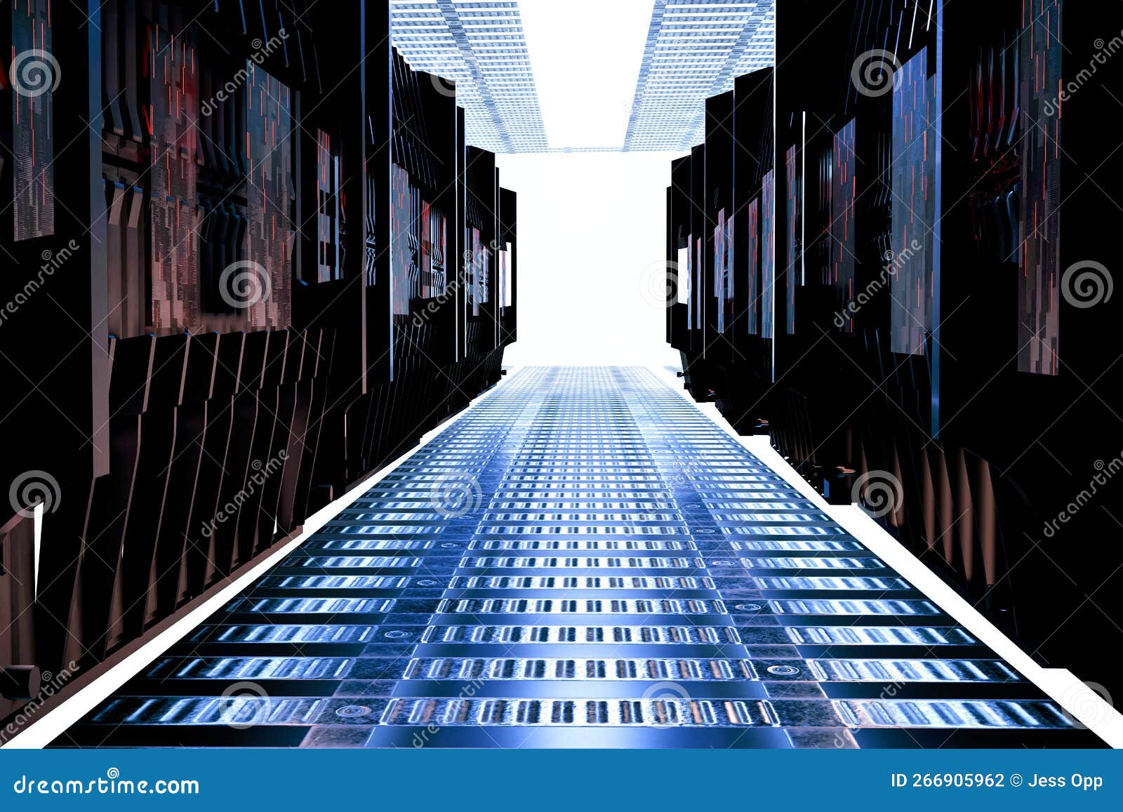 Data Processing Center, Rows of Conditioned Servers. Technology and Big Data. 3d Render. Stock ...