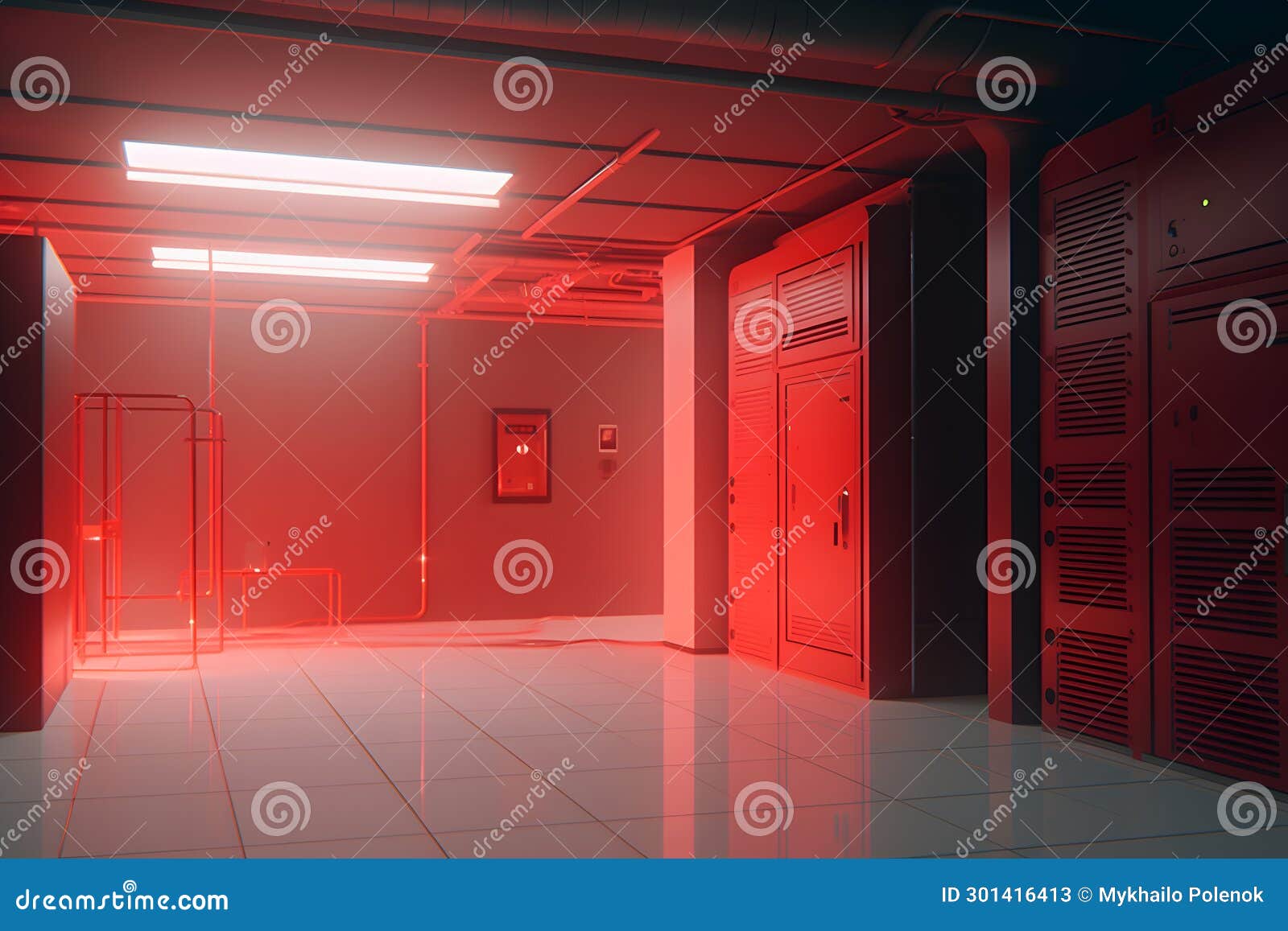Data Processing Center. Server Room in Red Light Stock Image - Image of ...