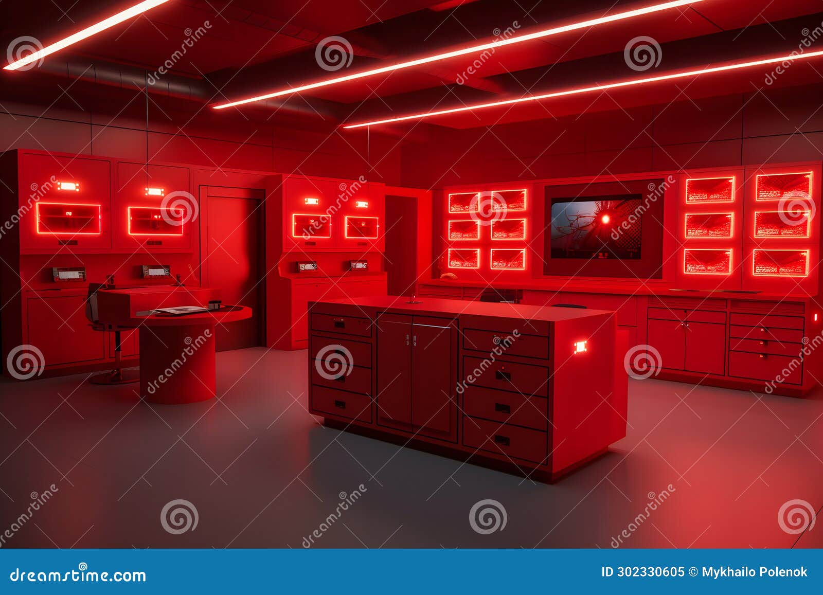 Data Processing Center. Server Room in Red Light Stock Illustration ...