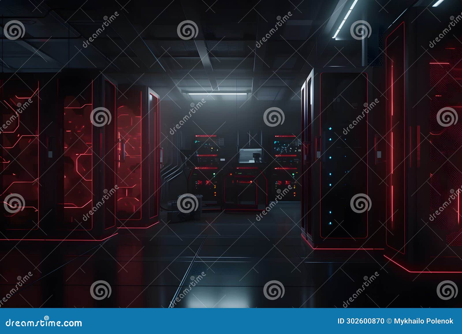 Data Processing Center. Server Room in Red Light Stock Photo - Image of ...