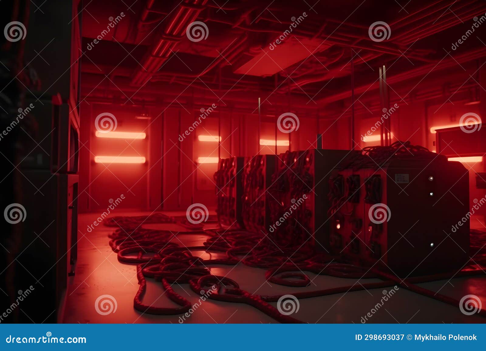 Data Processing Center. Server Room in Red Light Stock Image - Image of ...