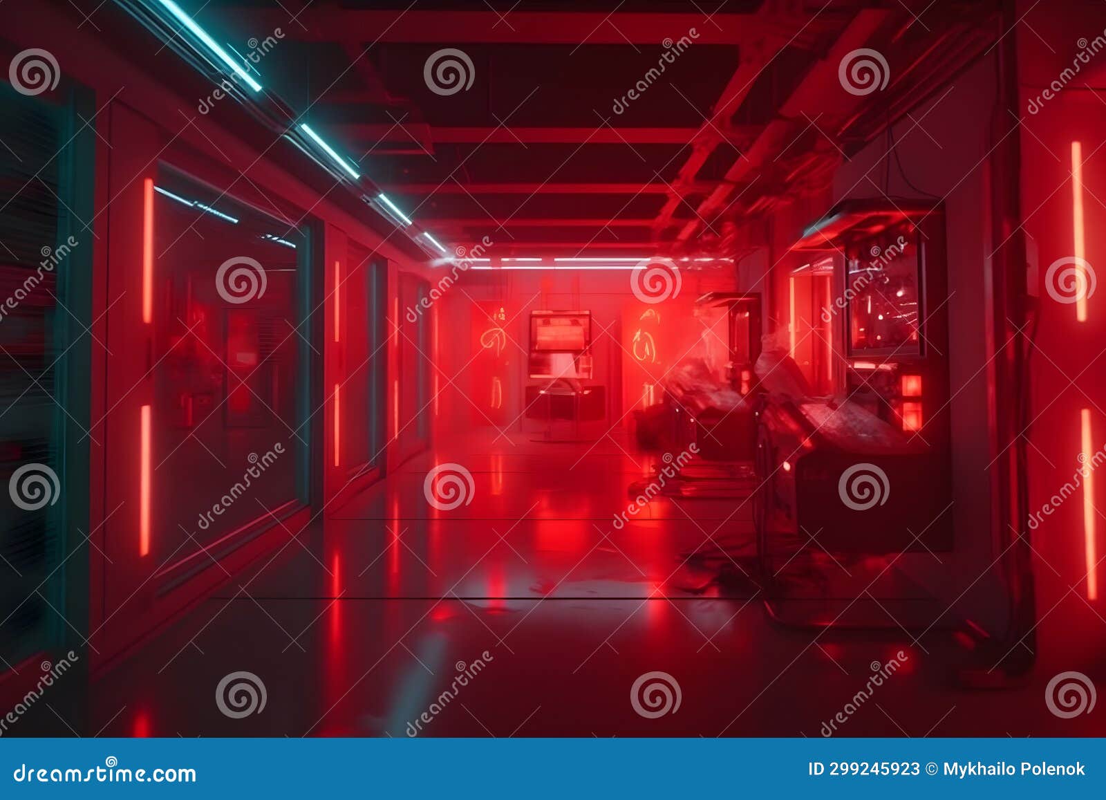 Data Processing Center. Server Room in Red Light Stock Image - Image of ...