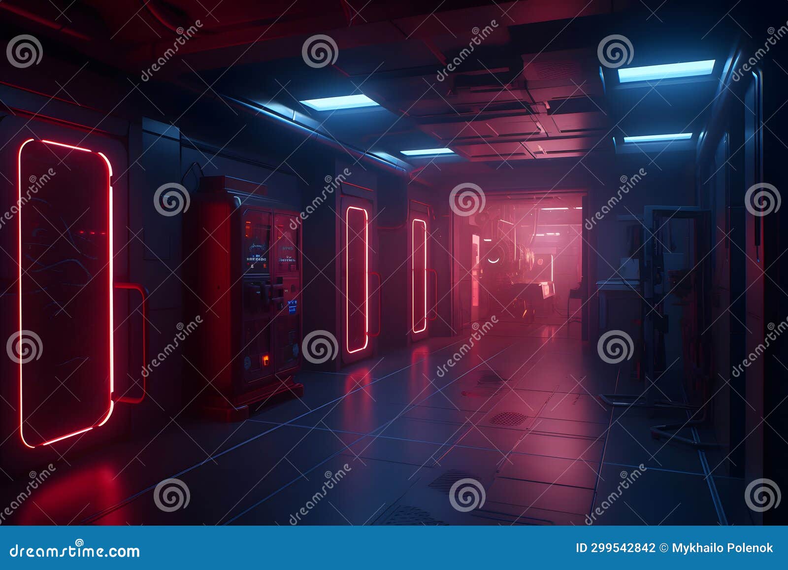 Data Processing Center. Server Room in Red Light Stock Photo - Image of ...