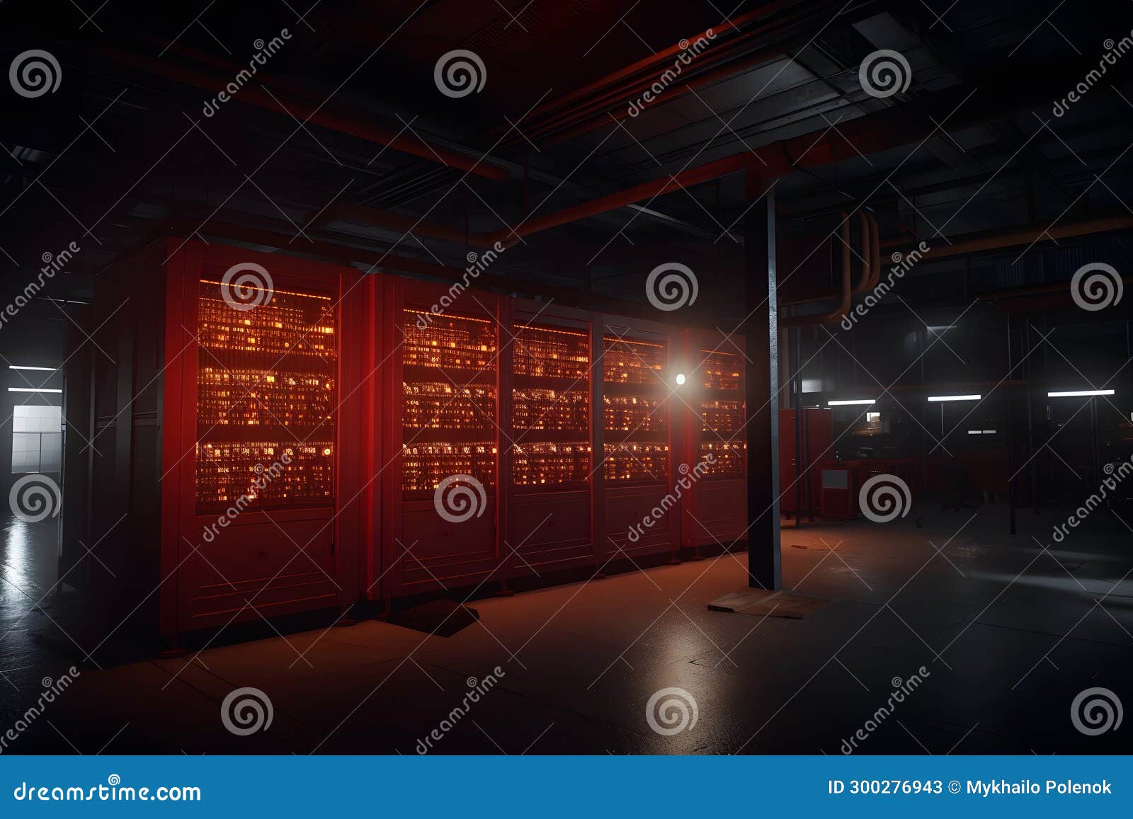 Data Processing Center. Server Room in Red Light Stock Image - Image of ...