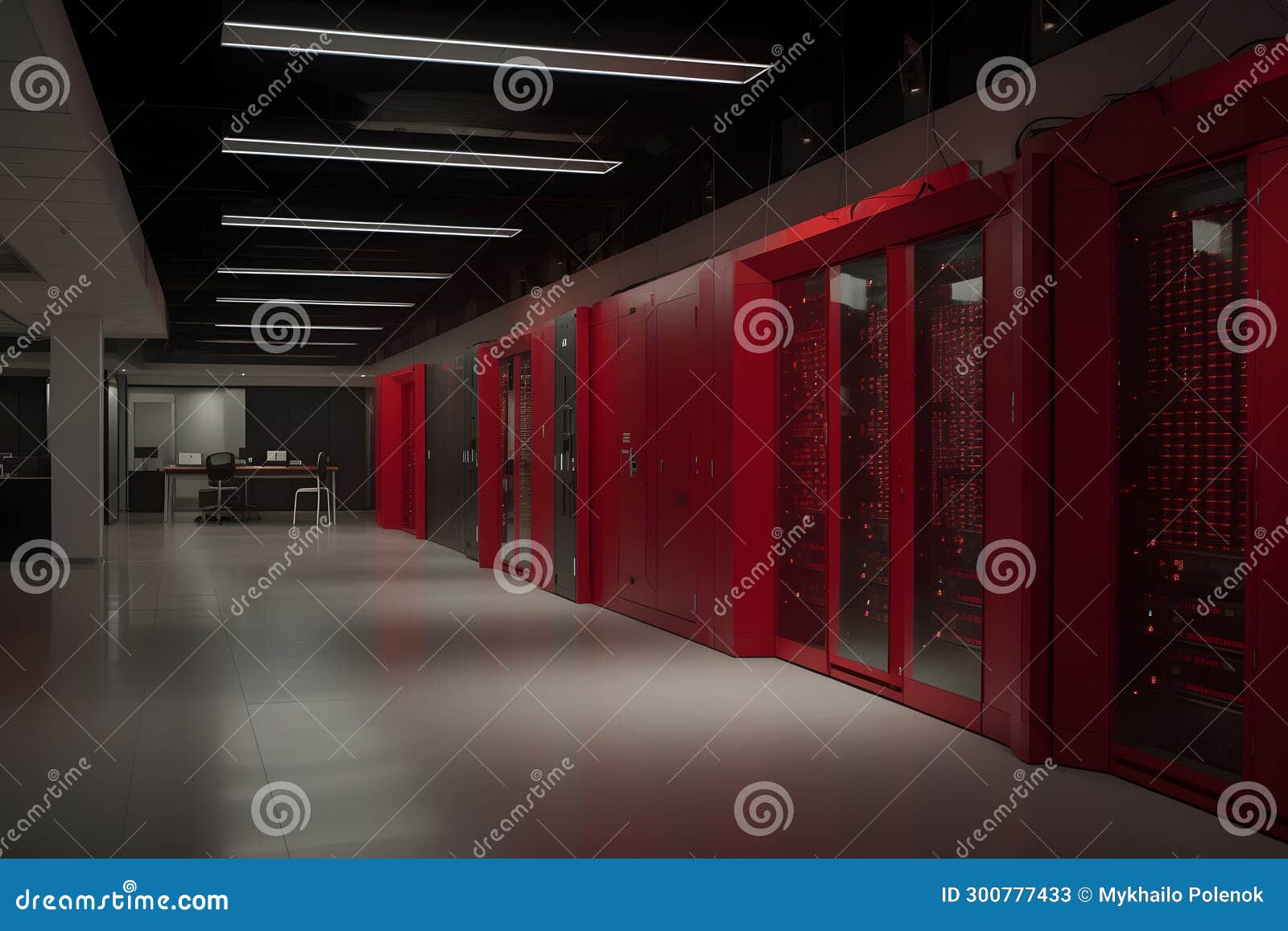 Data Processing Center. Server Room in Red Light Stock Image - Image of ...