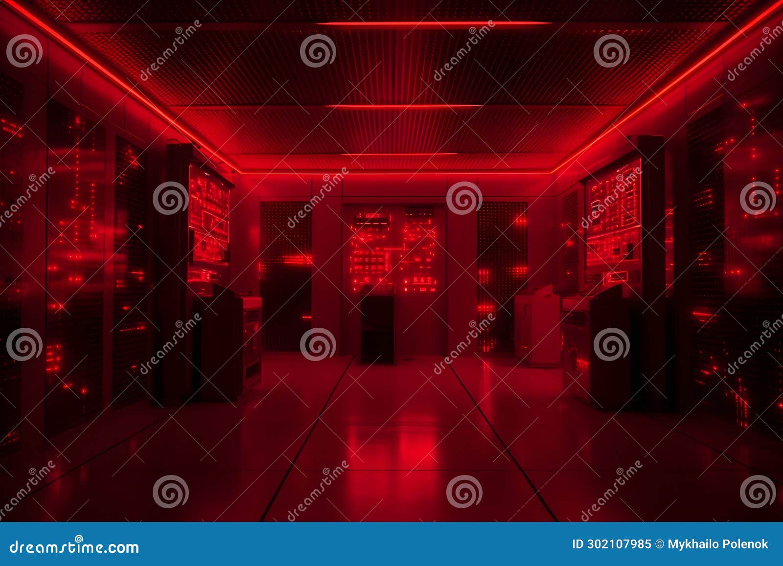 Data Processing Center. Server Room in Red Light Stock Illustration ...