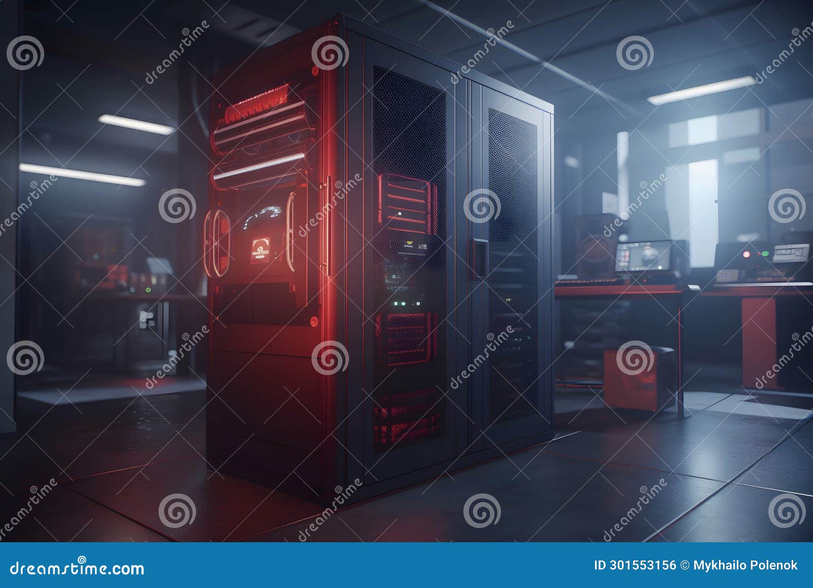 Data Processing Center. Server Room in Red Light Stock Photo - Image of ...