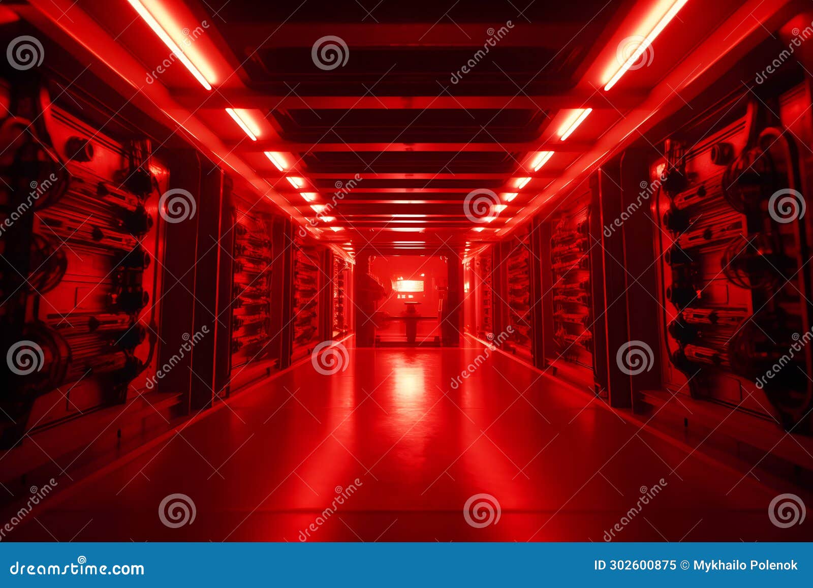Data Processing Center. Server Room in Red Light Stock Image - Image of ...