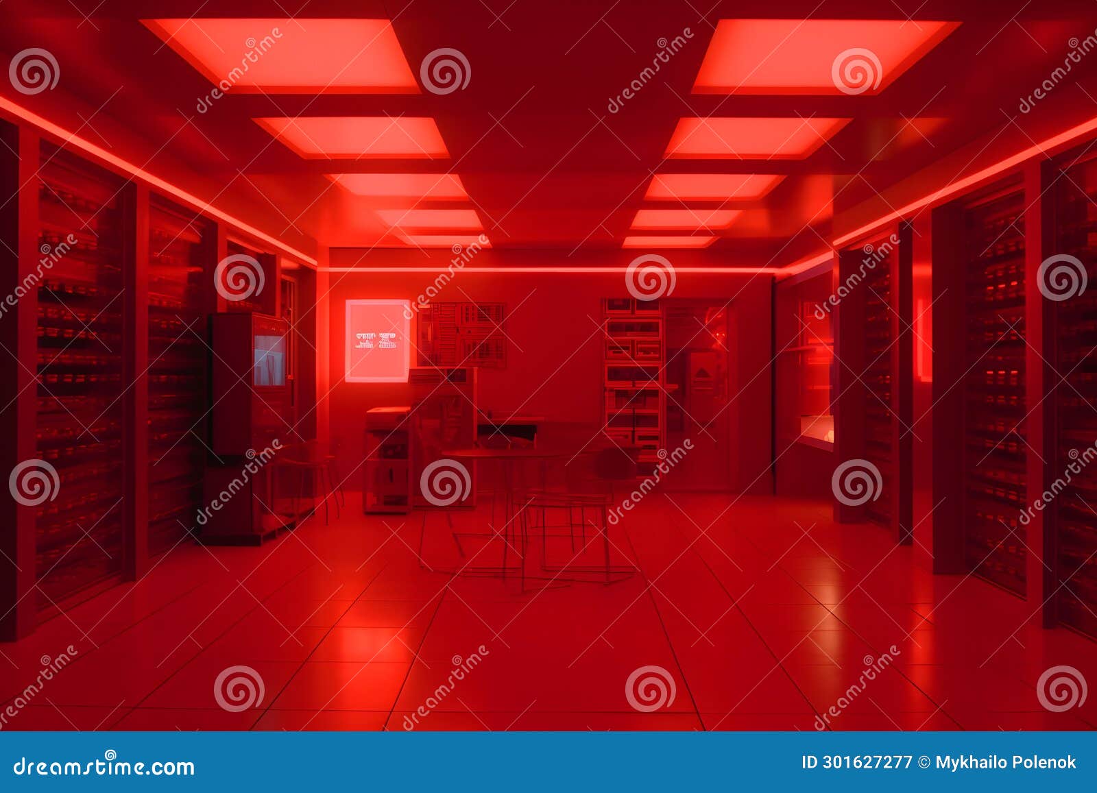Data Processing Center. Server Room in Red Light Stock Image - Image of ...