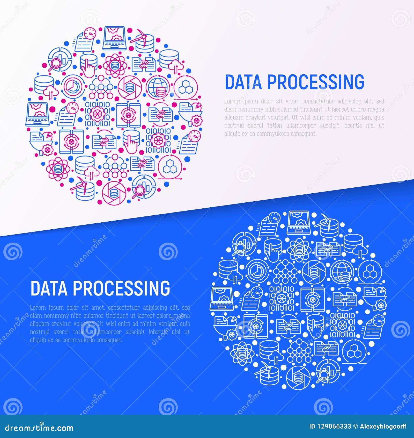 Data Processing Concept in Circle Stock Vector - Illustration of ...
