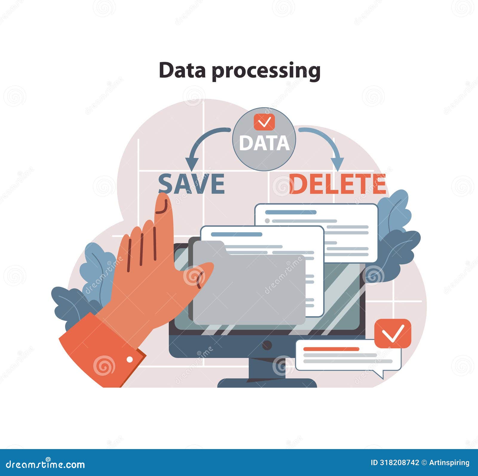 Data Processing Concept. Flat Vector Stock Vector - Illustration of execute, choices: 318208742